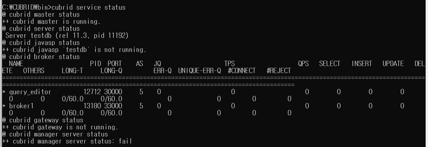 CUBRID | Q&A - Cubrid admin localhost 연결 불가